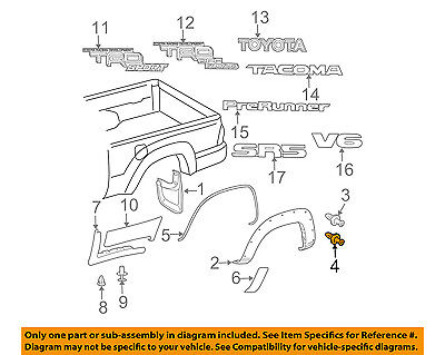 TOYOTA OEM 03-16 4Runner Pick Up Box Bed-Flare Clip 7539635020 | eBay