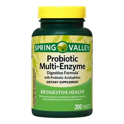 Spring Valley Probiotic Multi-Enzyme Digestive Formula Tablets, 200 ...