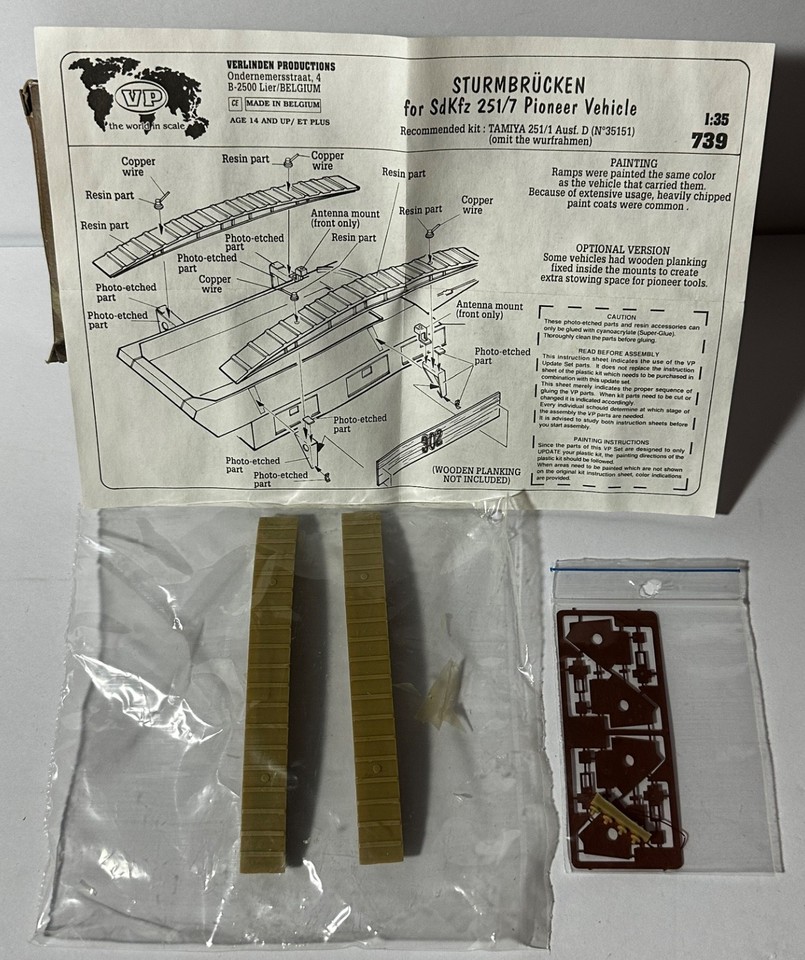 Vintage Verlinden 739 1/35 Scale Sturmbrücke Bridges for Tamiya 35151 ...