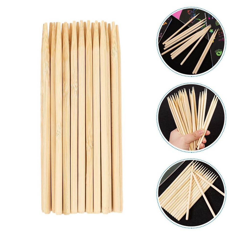 50 Pcs Bamboo Sticks Heavy Duty Stylus Tools for Wooden Art Craft ...