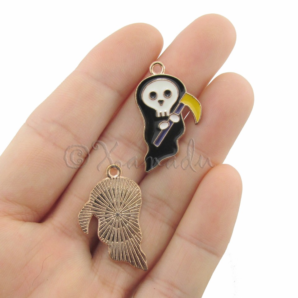 Grim Reaper Charms 28mm Halloween Black Enamel Pendants C858664 - 2, 5 ...