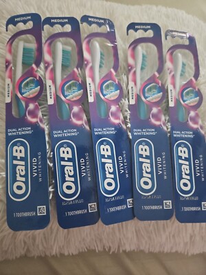 5 Oral-B Vivid Dual Action Whitening Toothbrushes MEDIUM | eBay