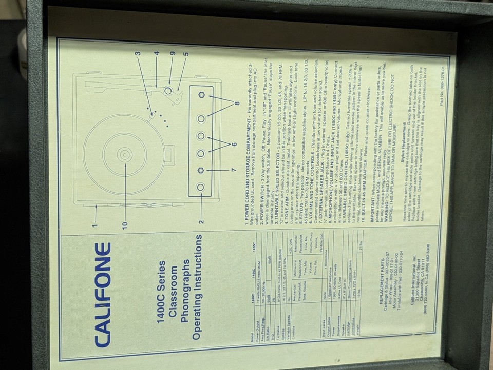 Vintage CALIFONE 1430C Portable Record Player/Turntable/Phonograph w ...