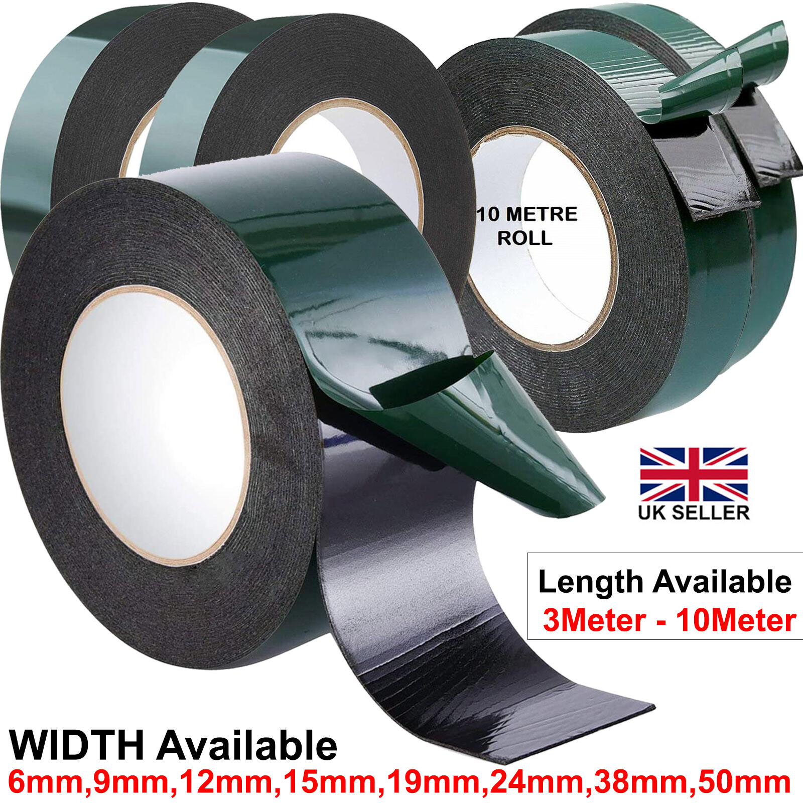 Double Sided Tape Heavy Duty Adhesive Multipurpose Black Strong Foam ...
