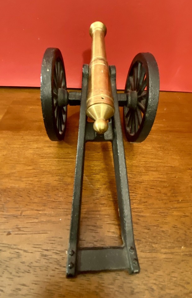 Vintage Antique Solid Brass and Cast Iron Miniature Cannon Construction ...