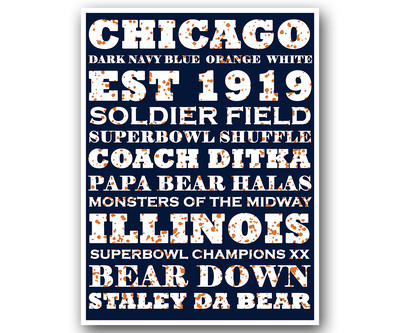 Chicago Bears Art Poster NFL Football Subway Print 12x16" | eBay