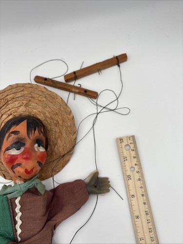 Vintage Marionette Mexican String Puppet With Gun And Sombrero 16” | eBay