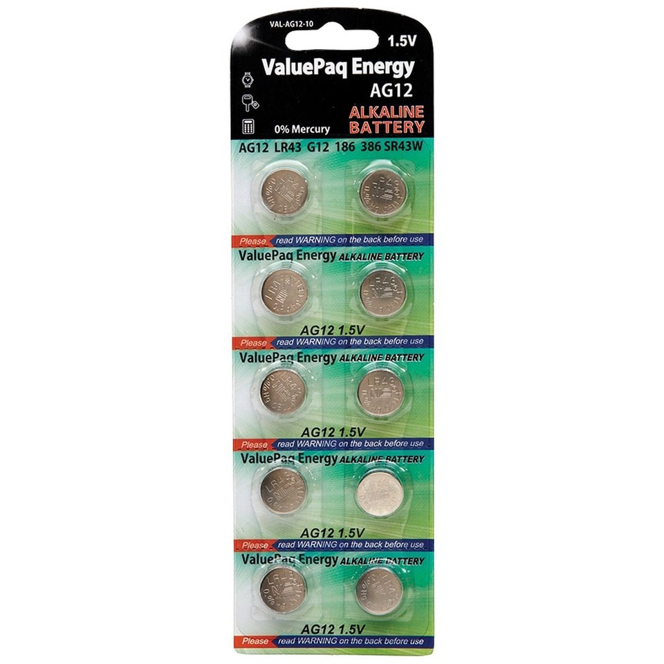 Dantona VAL-AG12-10 ValuePaq Energy AG12 Alkaline Button Cell Batteries ...