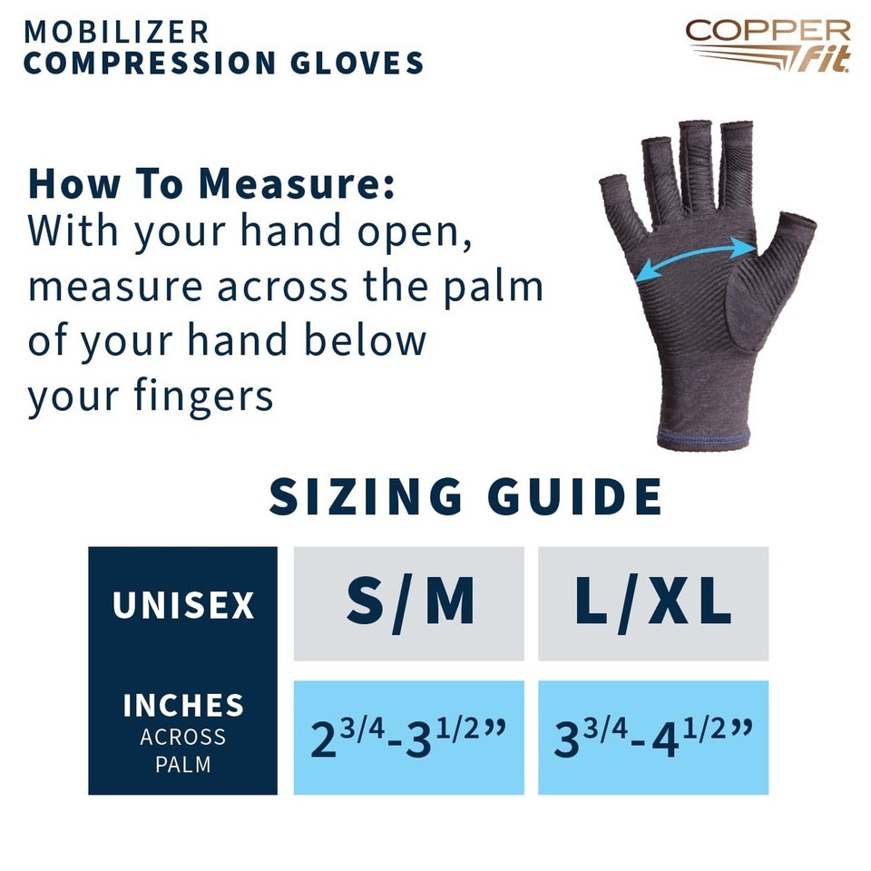 Copper Fit Mobilizer Hand Compression Gloves: Arthritis, Joint Swelling ...