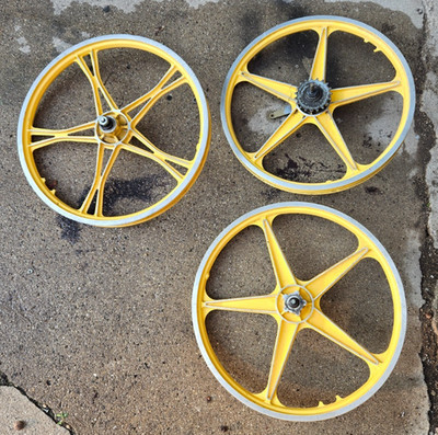 Vintage BMX Old School Mag Wheels Lester Parts Or Display Yellow 20 ...