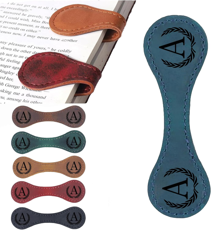 Custom Leather Magnetic Bookmark for Book Lovers - 26 Letters Available ...