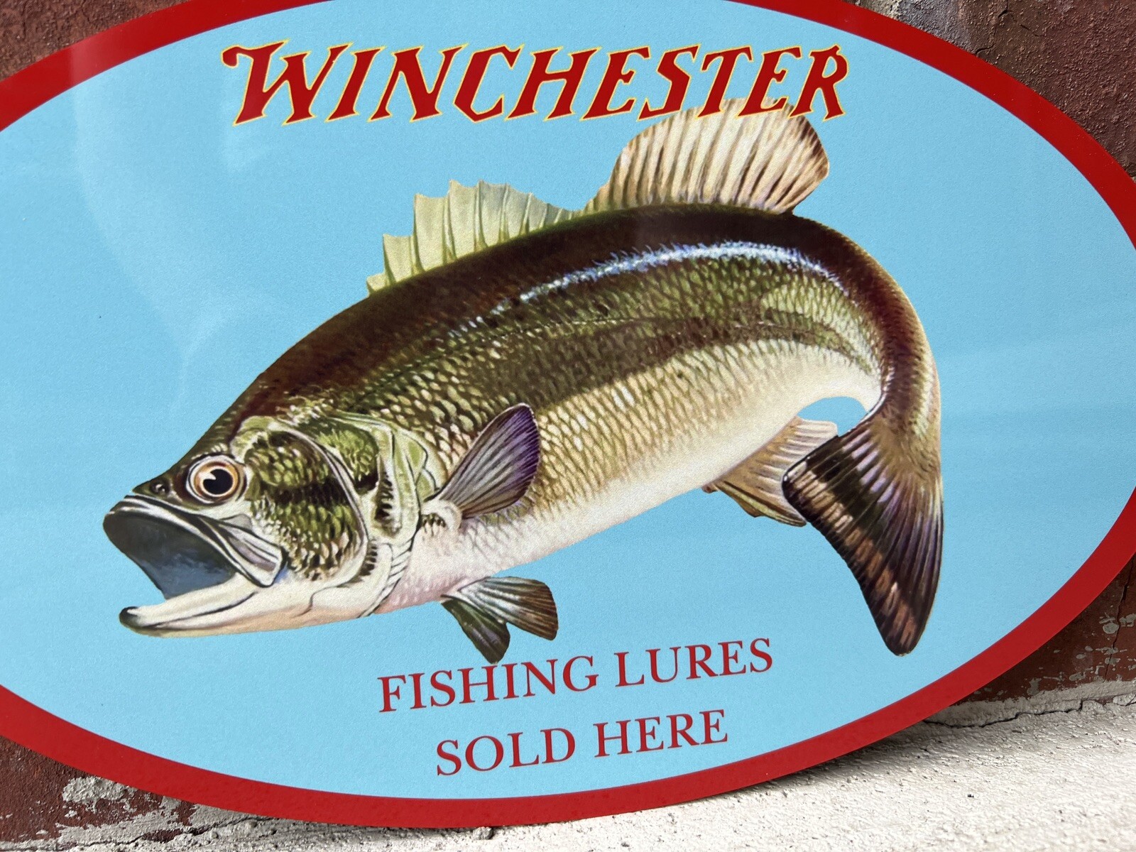 13” Winchester Fishing Lures Vintage Style oval Metal Sign Ammunition ...