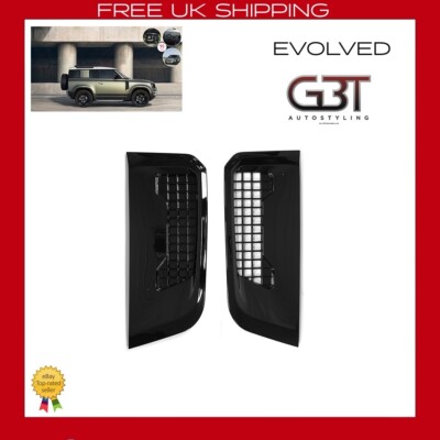 GLOSS BLACK FRONT WING SIDE AIR VENTS FOR LAND ROVER DEFENDER L663 90 ...