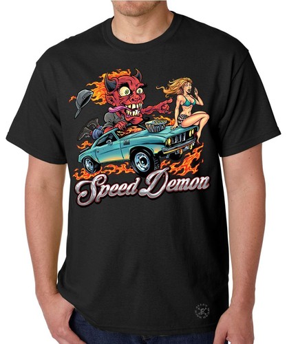 RED DEVIL SPEED DEMON T-SHIRT ~ HOT RAT ROD Garage Tee ~ Cartoon Girl ...