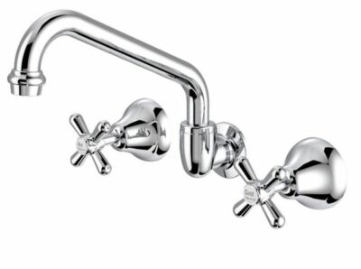 Caroma TASMAN II WALL SINK SET Swivel Outlet, Cross Handle, Chrome ...