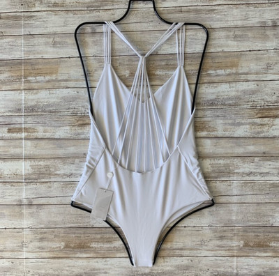 MIKOH WHITE COPACABANA MULTI SKINNY STRING RACER BACK ONE PIECE (L) NWT ...