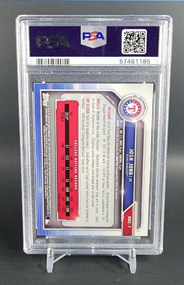 2019 Bowman Draft Chrome Josh Jung BDC-7 1st Bowman RC PSA 10 | eBay