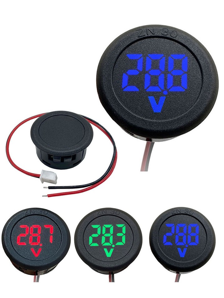 Car Voltmeter DC 4-100V LED Digital Display Round Two Wire panel ...