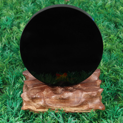 200mm Black Obsidian Scrying Mirror Crystal Gemstone Mineral s Stone ...
