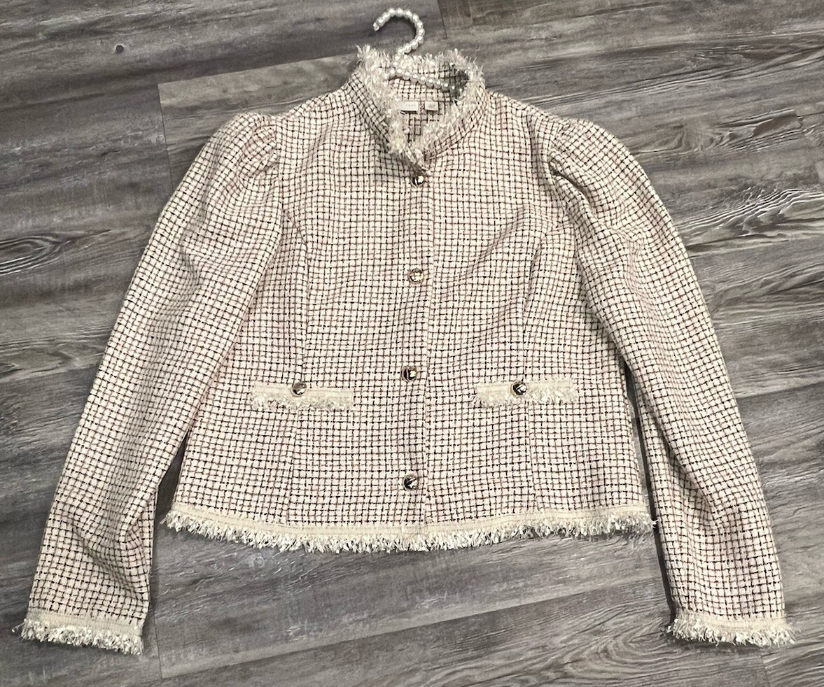 NWT Cato Women’s Ivory Tweed Unlined Long Sleeves Buttons Up Front ...