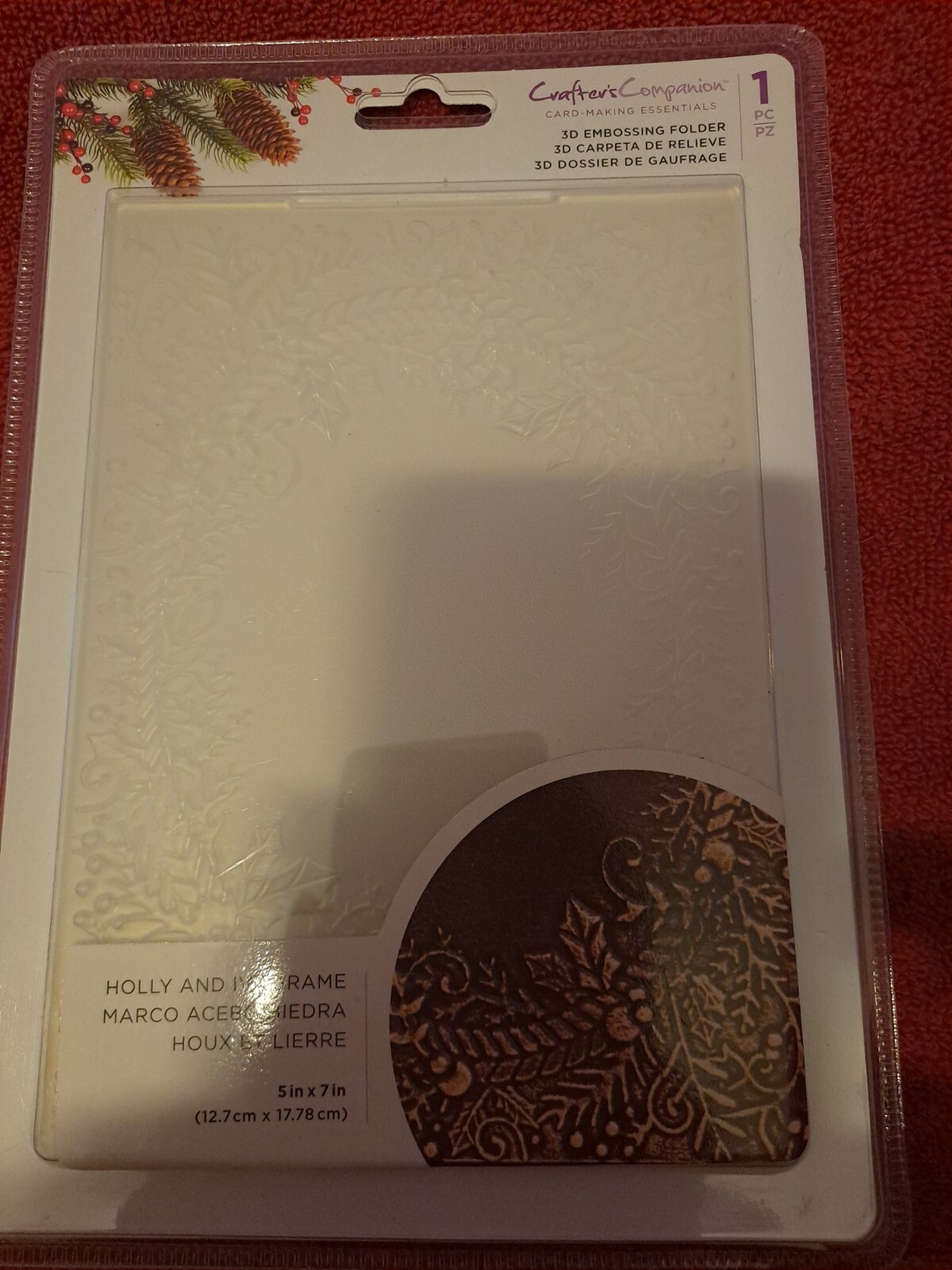 Christmas 3d Embossing Folder 5x7 Holly and Ivy Frame Crafters ...