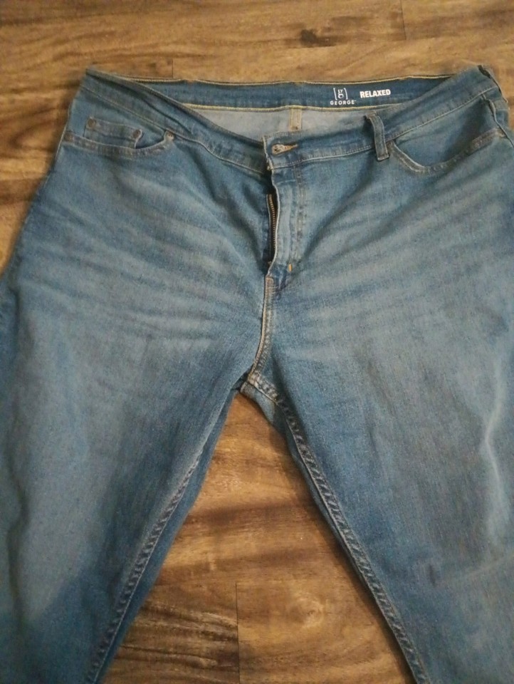 George Jeans Mens 38x32 Blue Denim High Rise Straight Relaxed Fit Mid ...