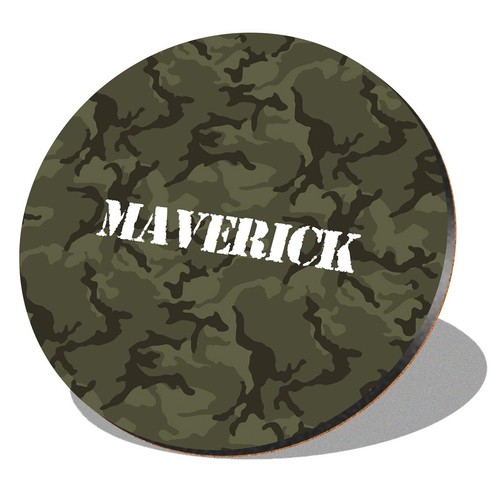 1 x Round Coaster - Name Maverick Camouflage Army Military Lettering ...