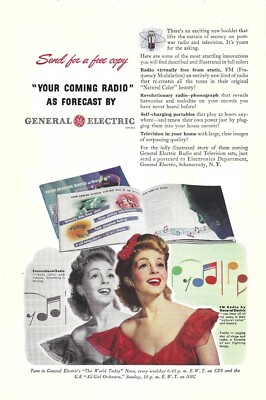1944 General Electric Company GE Vintage Color Print Ad WWII Ephemera ...