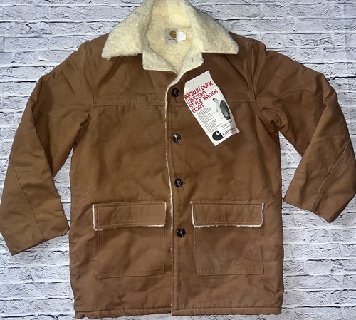 NOS NWT Vintage CARHARTT Western Ranch Coat Hunting Canvas Duck Sherpa ...