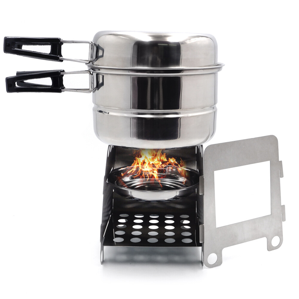 Portable Camping Outdoor Stove Cookware Stainless Steel Cooking Picnic ...