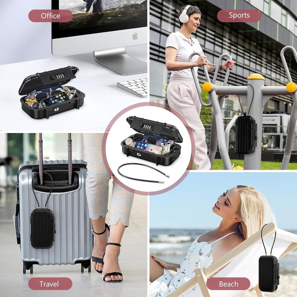 Safe Box Combination Security Case Travel Lockbox with Code Waterproof ...