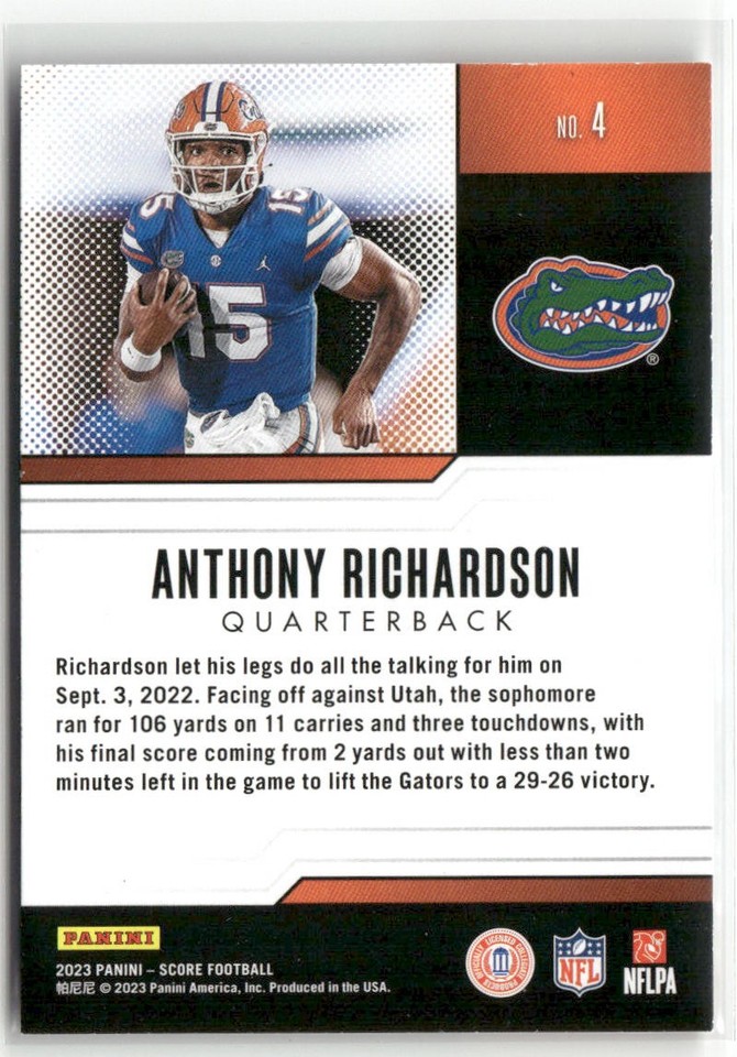 2023 SCORE #4 ANTHONY RICHARDSON PROTENTIAL FLORIDA GATORS | eBay