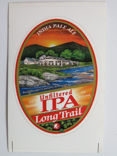 Beer STICKER ~ LONG TRAIL Brewing Unfiltered IPA ~ Bridgewater Corners ...
