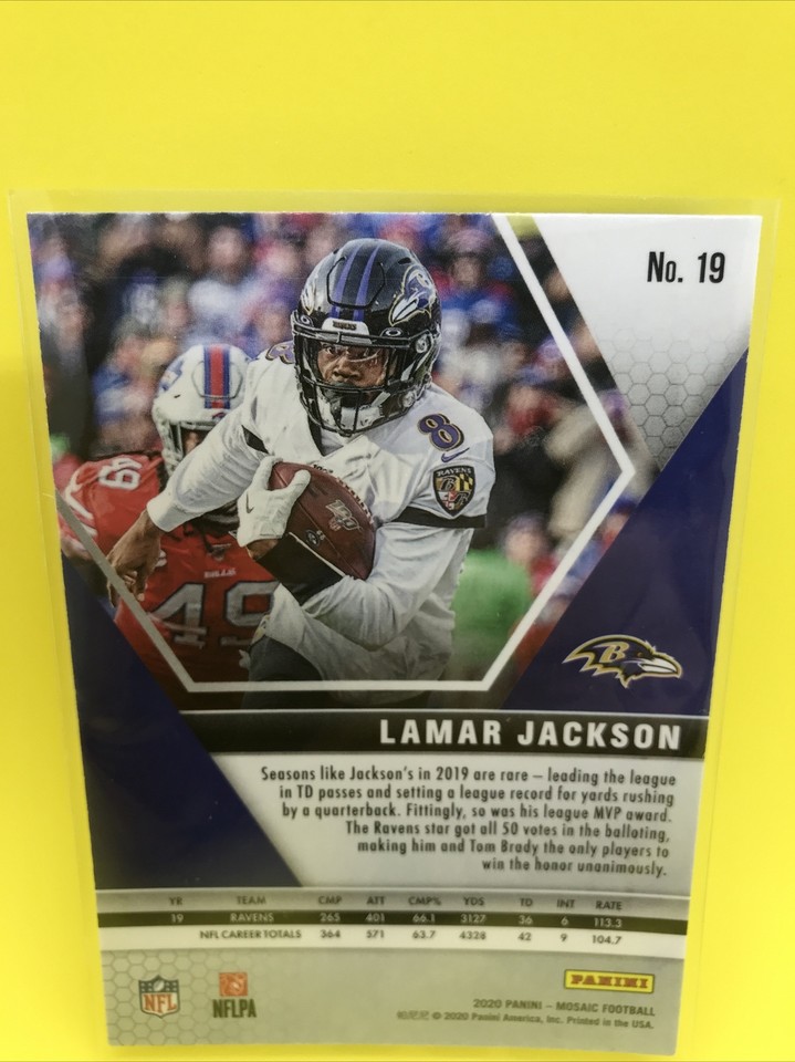 2020 Panini Mosaic - Lamar Jackson base card #19 - Baltimore Ravens | eBay