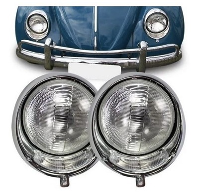 1955-1966 VW Beetle Pair Headlights w/ Trim Molding Chrome Volkswagen ...