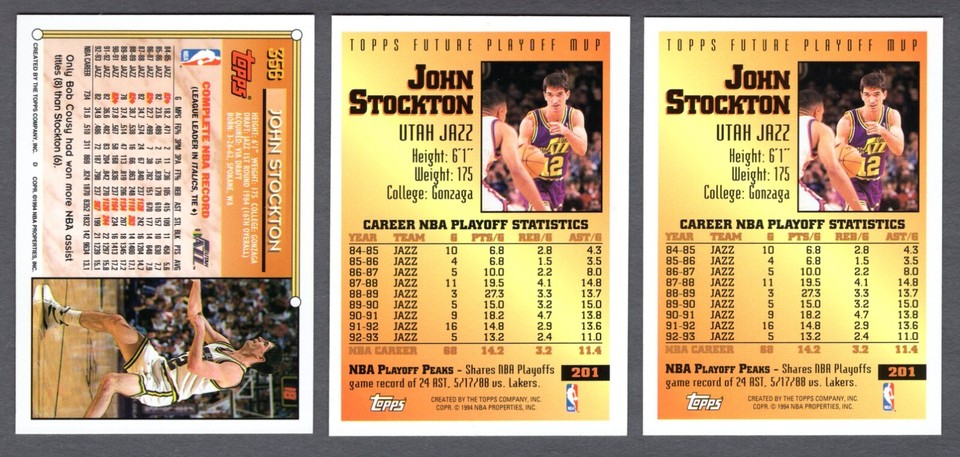 (3) 1993-94 TOPPS JOHN STOCKTON CARD LOT **NM-MT** UTAH JAZZ | eBay