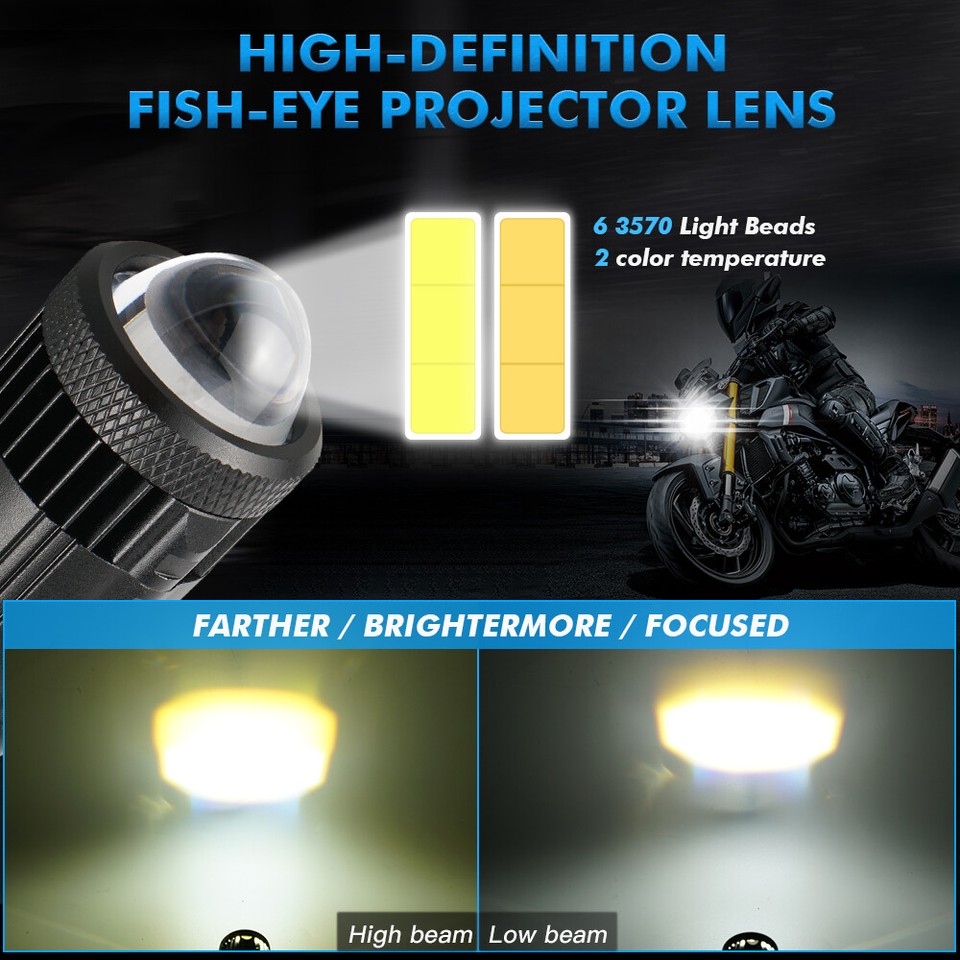 H6 BA20D LED Motorcycle Headlight 3000LM 6000K White Hi-Lo Beam High ...