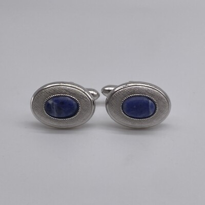 Vintage Swank Silver Tone Blue Stone Cufflinks | eBay