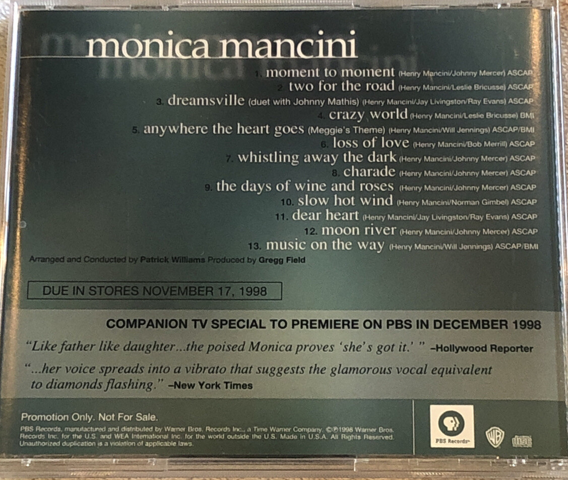 Monica Mancini by Monica Mancini Promotional Disc (CD, LN-MINT) (16 ...