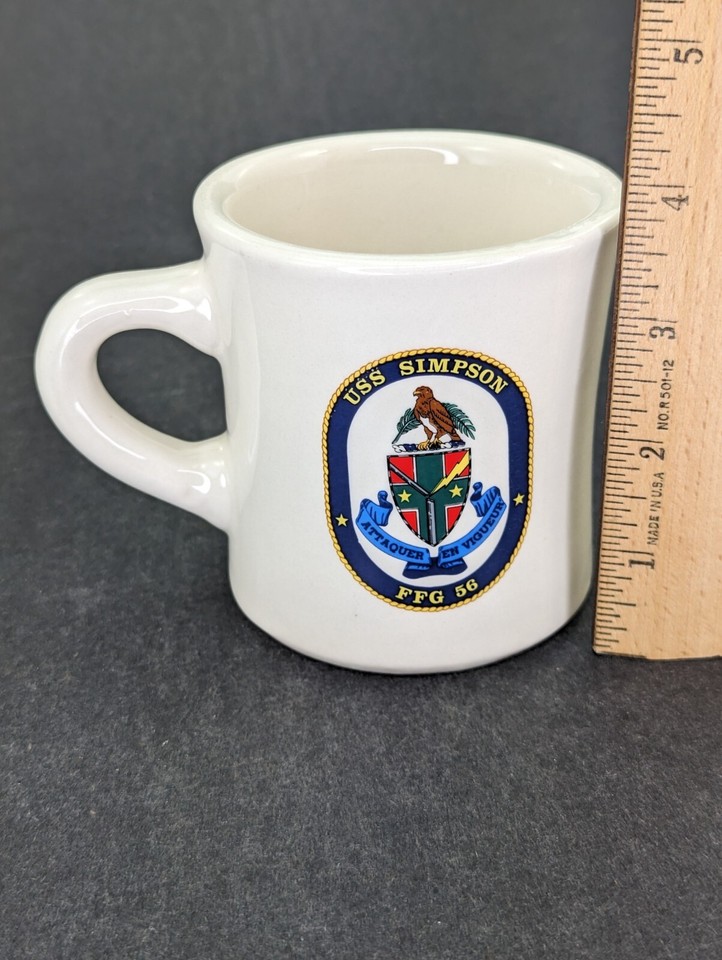 USS Simpson FFG 56 Navy Military Ship Coffee Mug Mil-Art USA Vintage ...