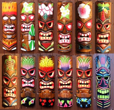 Tiki Bar Mask Sign 50cm Decoration Wall Hanging Mask Accessories Wood ...