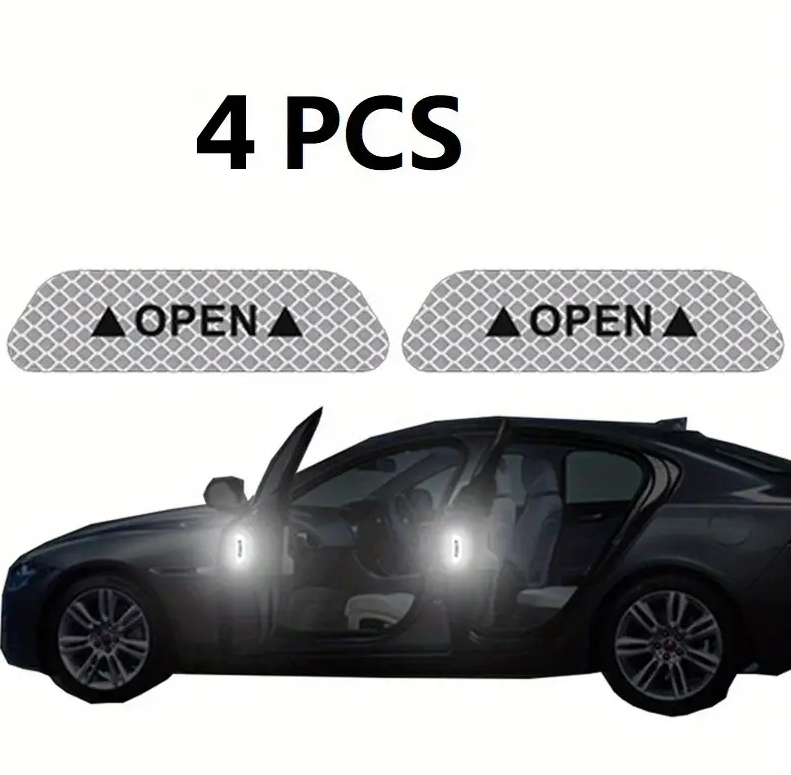 4 Reflective Car Door Stickers Safety Warning Reflective Decal ...
