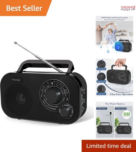 Portable AM FM Radio Plastic Small 8.2" Strong Reception Battery Wall ...