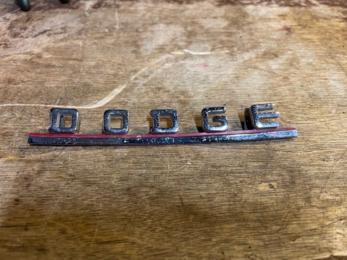 Vintage DODGE LETTERS EMBLEM NAME PLATE BADGE chrome/red paint 4.5 ...
