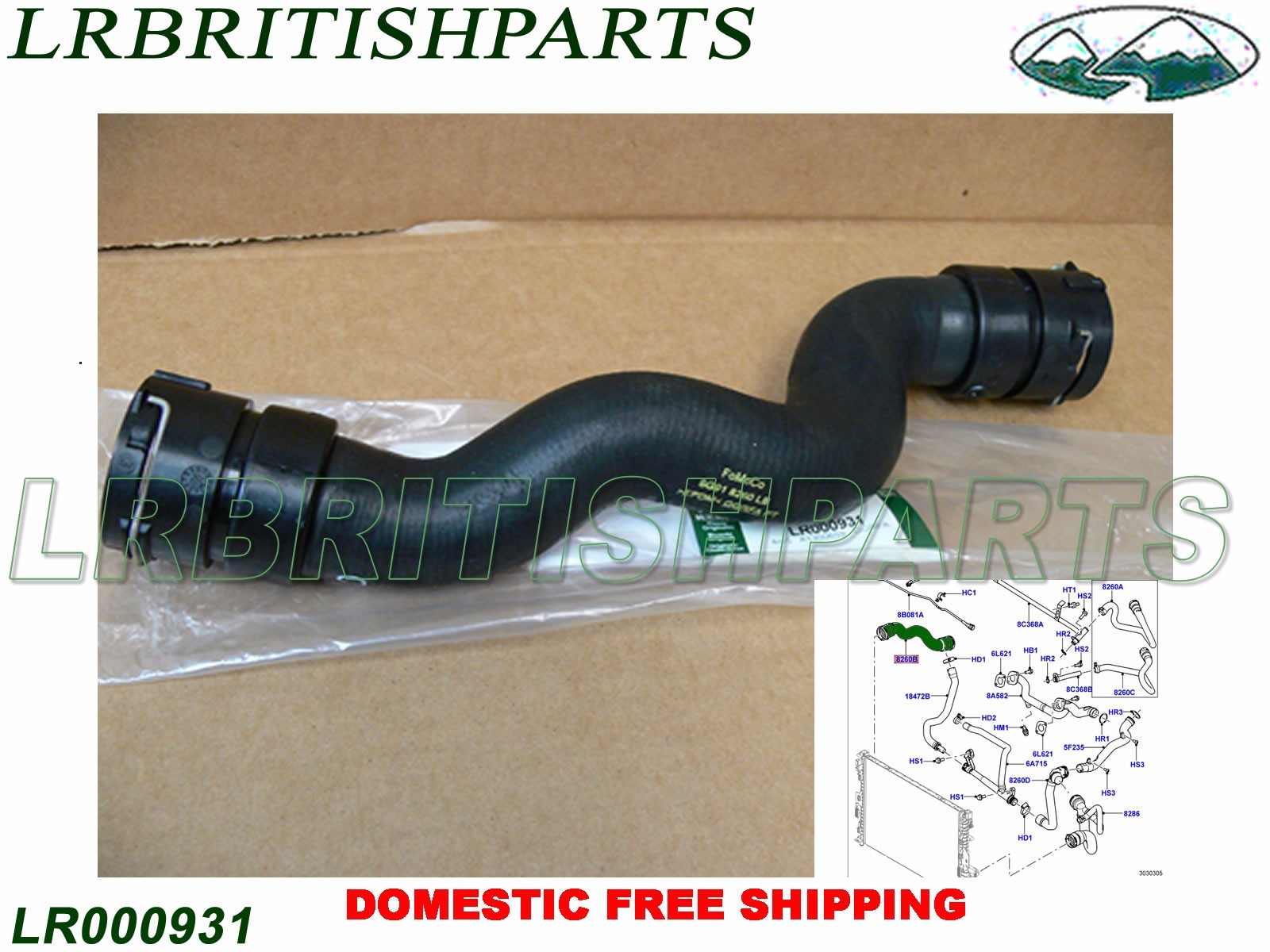 GENUINE LAND ROVER RADIATOR TOP HOSE LAND ROVER LR2 3.2L NEW LR000931 ...