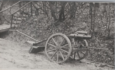 WW1 1917 Old artillery gun with large wooden wheels,forest scene ...