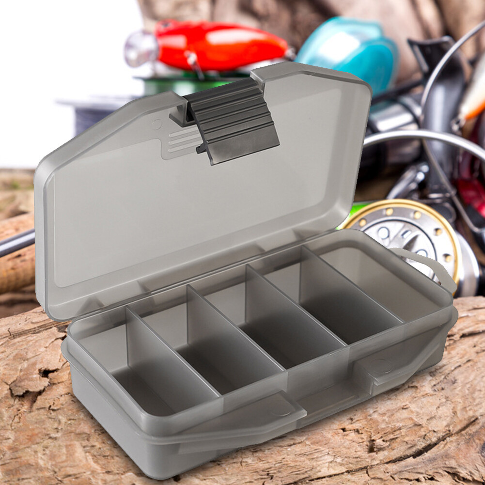 AU 5 Grids Fishing Bait Box Double Side Plastic Compartment Lure Hook ...