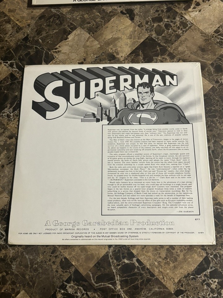 SEALED!!! Vintage 1974 SUPERMAN Original Radio Broadcast Vol 1-4 Lp ...