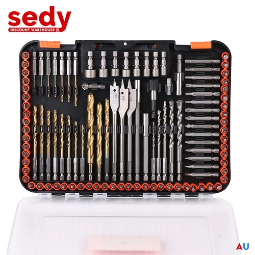 112Pc Combination Titanium Drill Bit Set Screw Bits for Metal Wood ...
