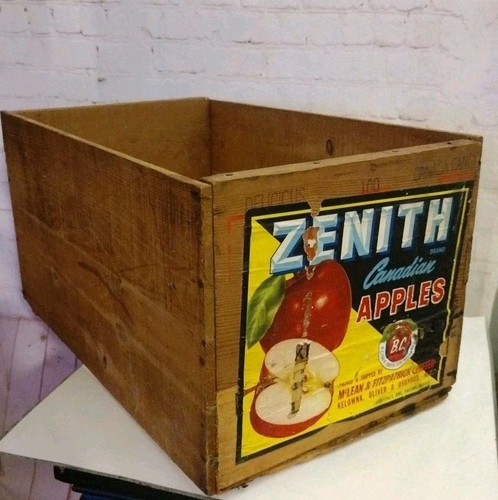 VTG ZENITH Canadian Apples BC Tree Fruits Wood Crate Storage Box 19.5 x ...